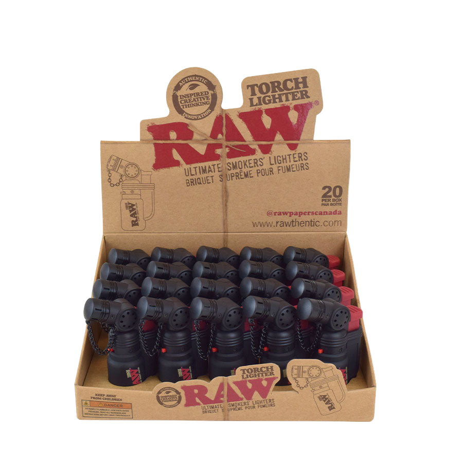 RAW | Torch Lighters – Refillable (Tray of 20) [LT1001RTL] — One Wholesale