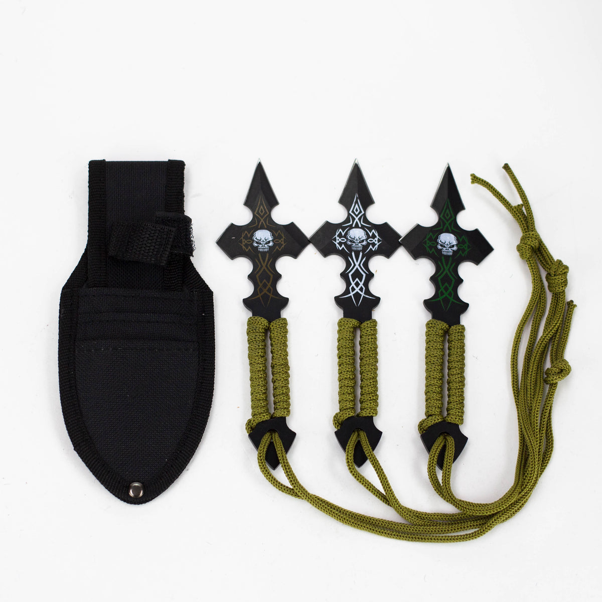 Skull Design & Green String Throwing Knives | One Wholesale