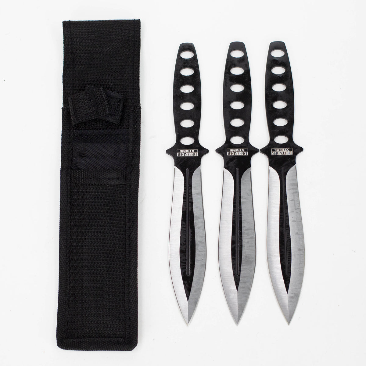 Defender-Xtream | 8" Black & Sliver Blade 3 Pc Throwing Knives — One Wholesale