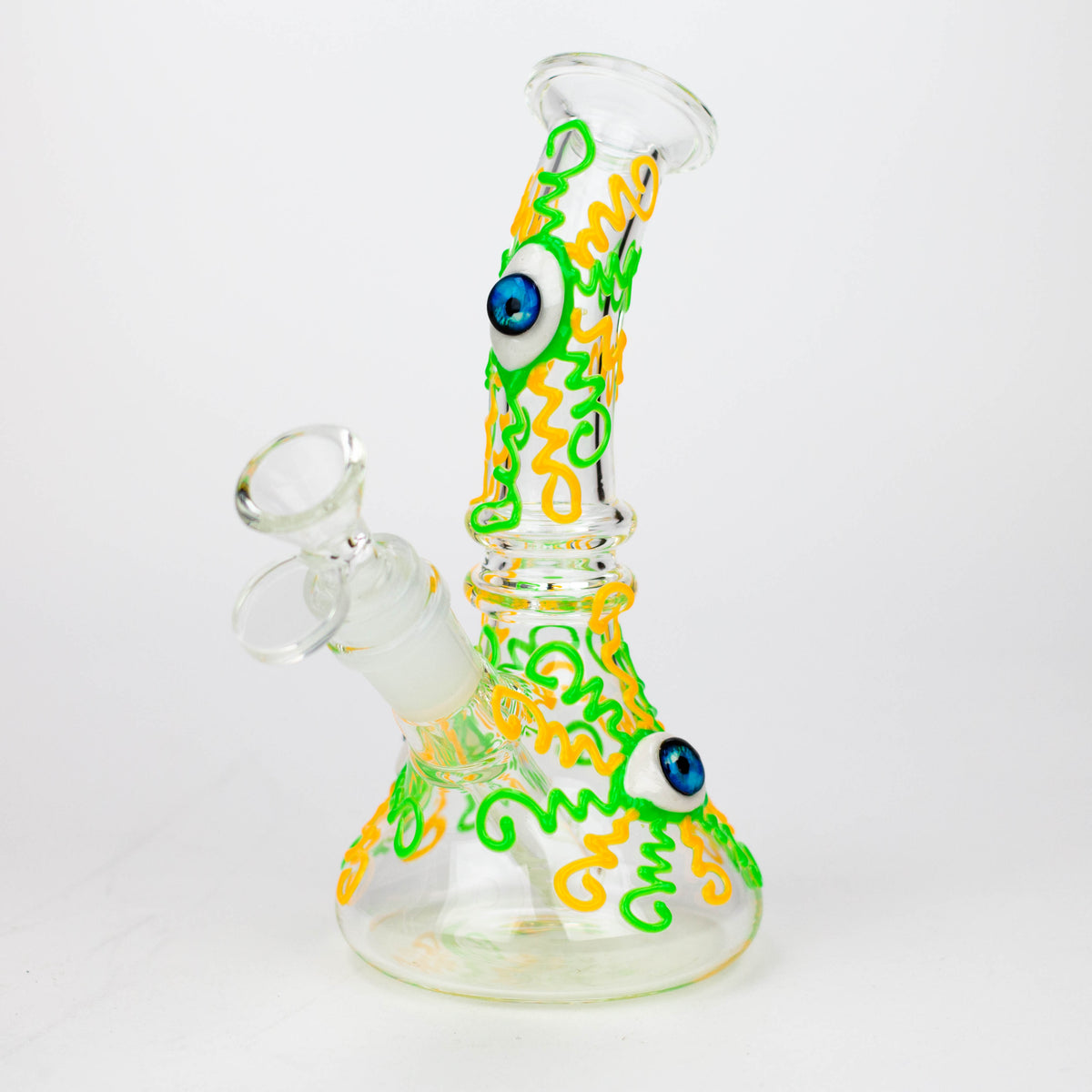 8" Glow in the dark Glass Bong With Eye Design [BH090] — One Wholesale