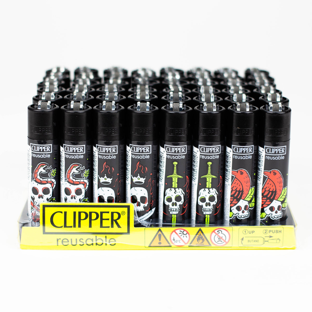 CLIPPER Tatoo Skulls Display of 48 | One Wholesale Canada