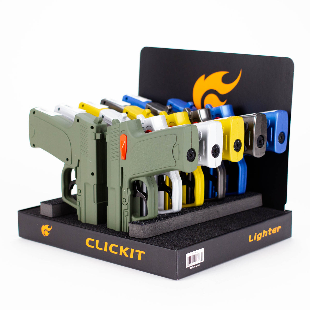 Click It | 5.5" Pistol Large Single Torch Lighter [GH-9073] — One Wholesale