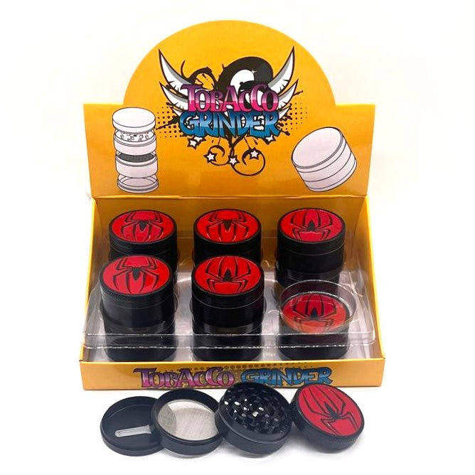Spider Black Metal Grinder 52mm 4 parts Box of 12 — One Wholesale