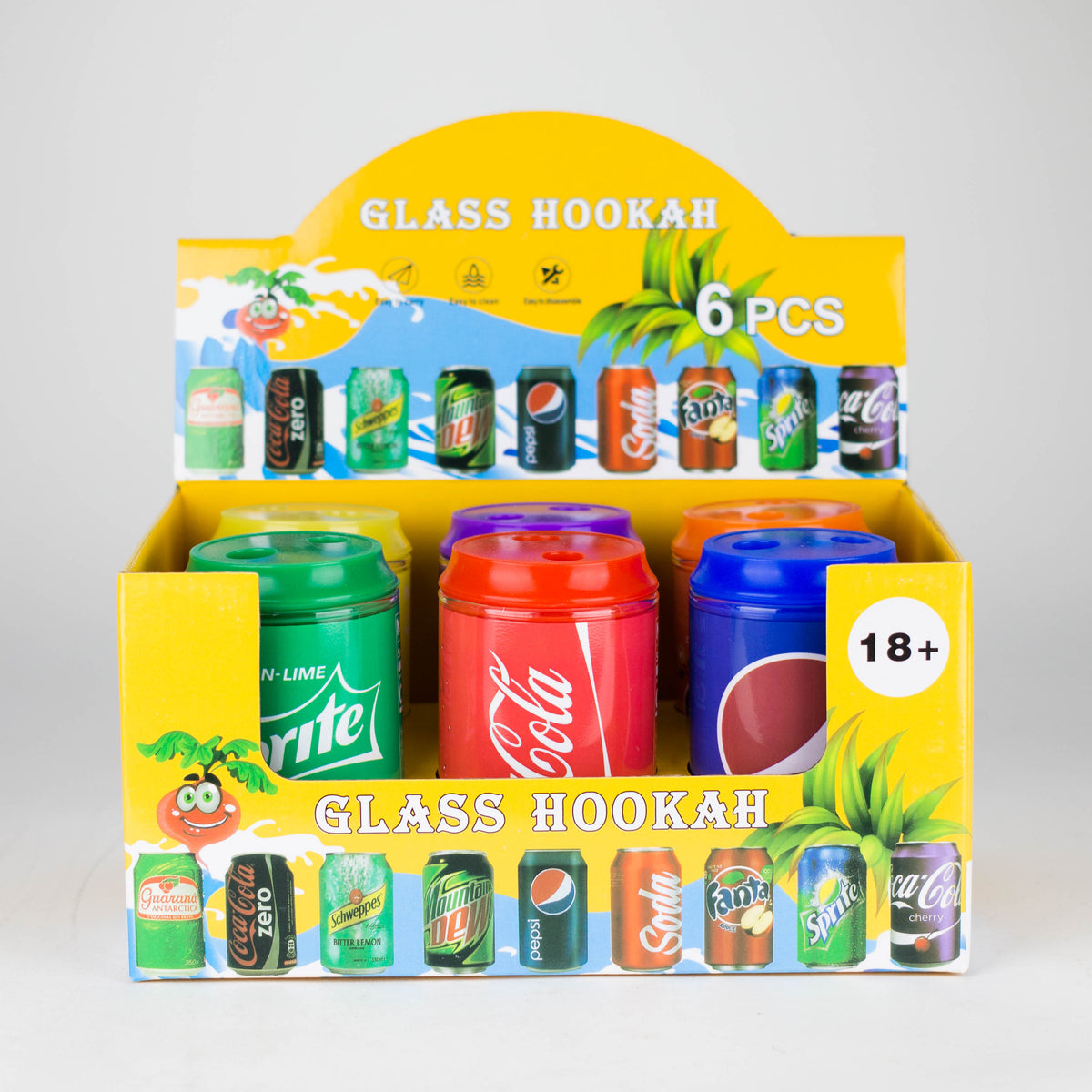 Soda Pop Can Glass Bong Box of 6 — One Wholesale