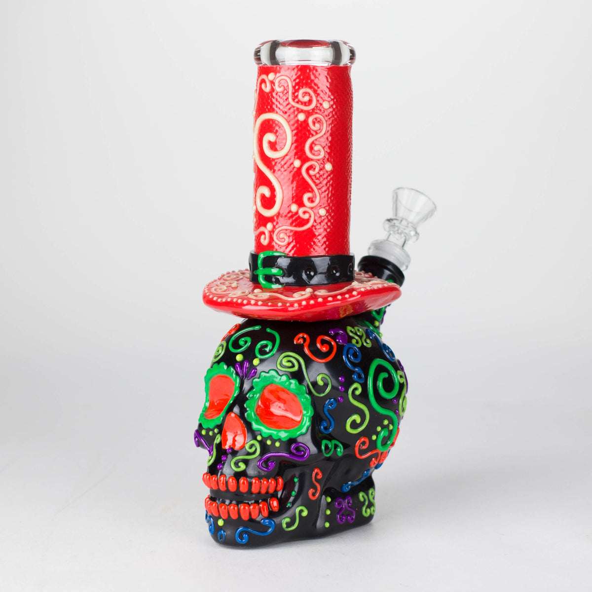 9" Wizard-Themed Sugar Skull Glow-in-the-Dark Glass Bong [SK14] — One ...