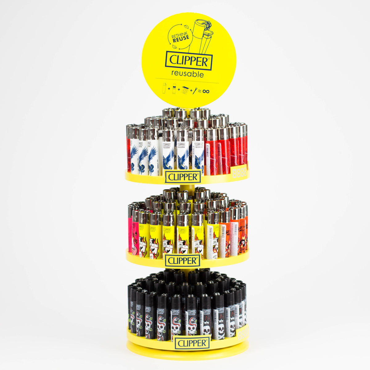 CLIPPER | Mixed Designs CAROUSEL DISPLAY LIGHTER Tray of 144 — One ...