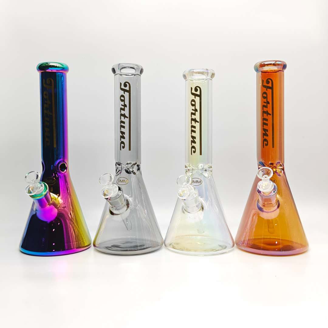 14“ 9mm Electroplated Beaker Bong-Assorted Color — One Wholesale