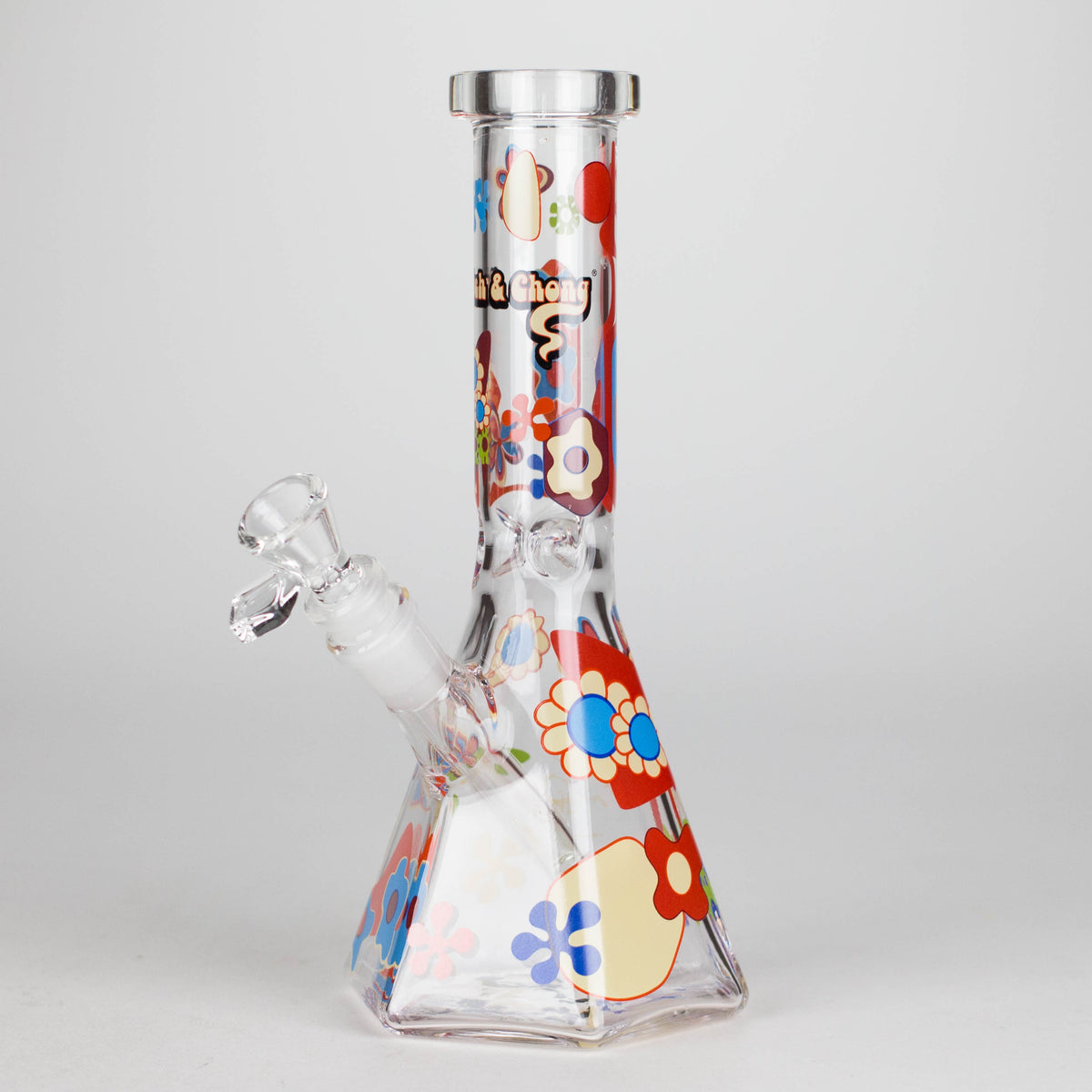 Cheech & Chong® Glass 10" Tall Clear Power To The Flower Hex Beaker ...