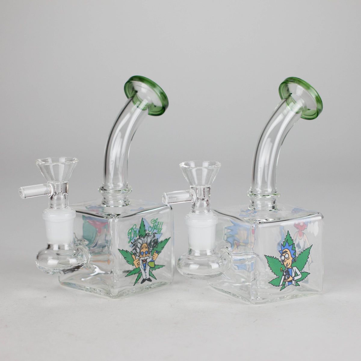 5" Color Accented Square Glass Bong With Rm Design — One Wholesale