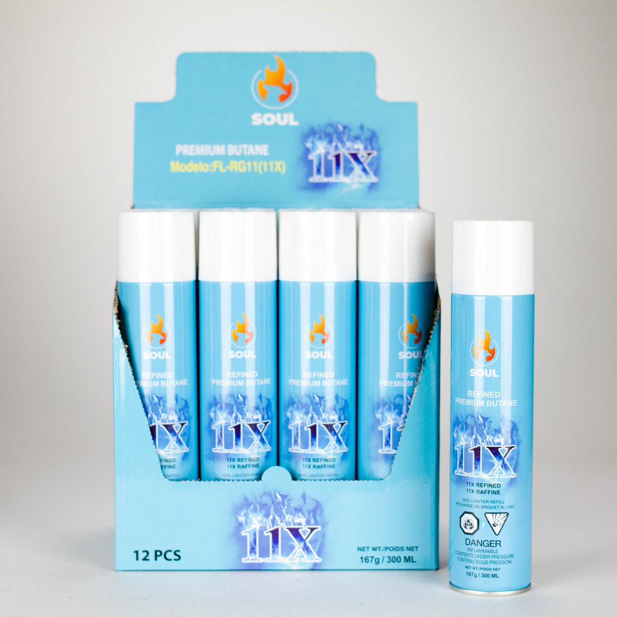 Soul | 11X Refined Premium Butane - 300ml- Pack of 12 — One Wholesale