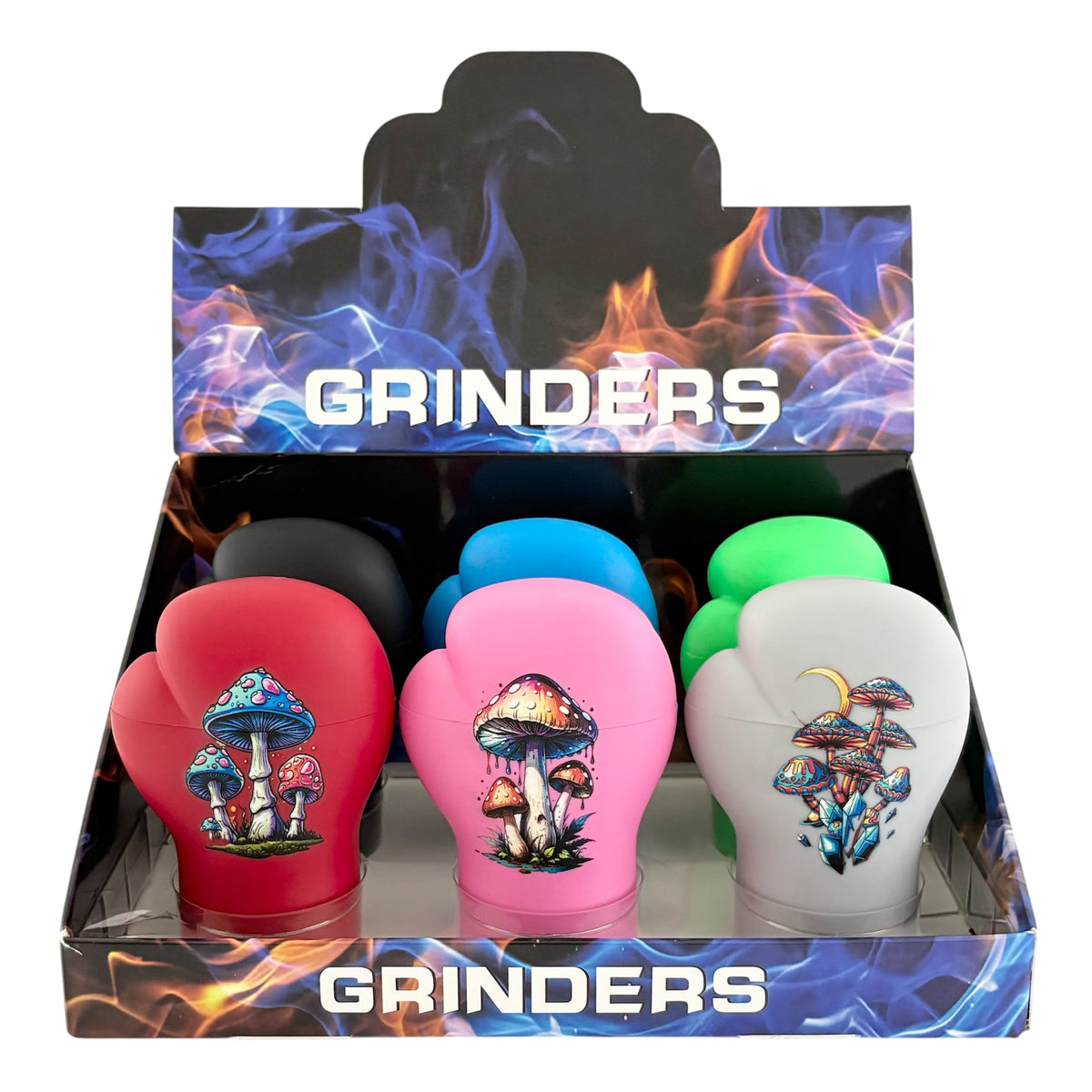 4-Piece Mushroom Boxing Glove Shaped Grinder – Assorted Colors - Displ ...