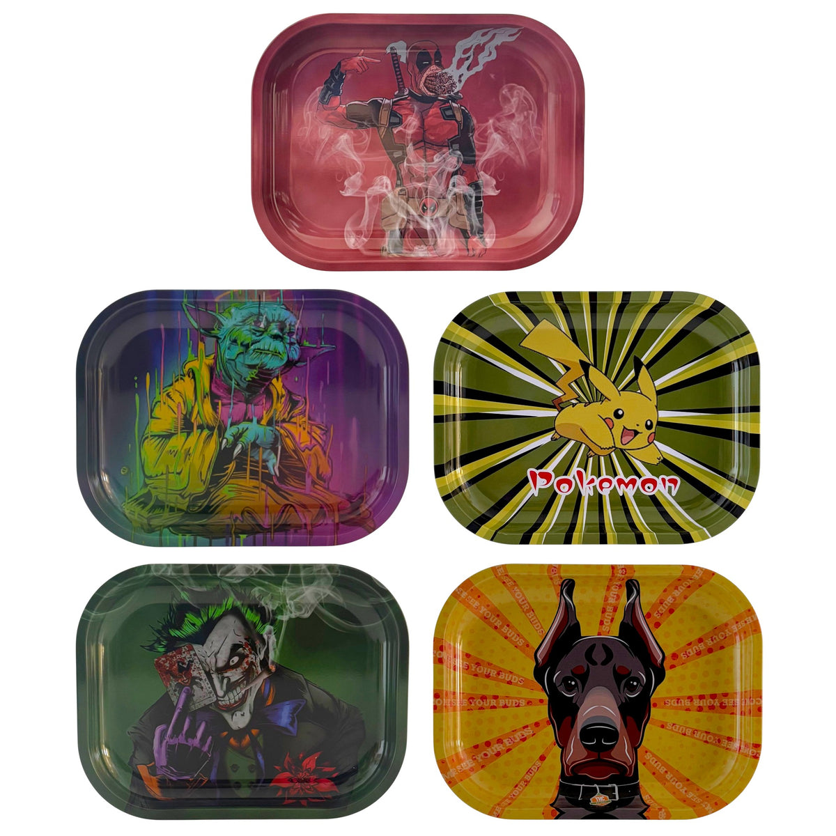 Cartoon Metal Rolling Trays — One Wholesale