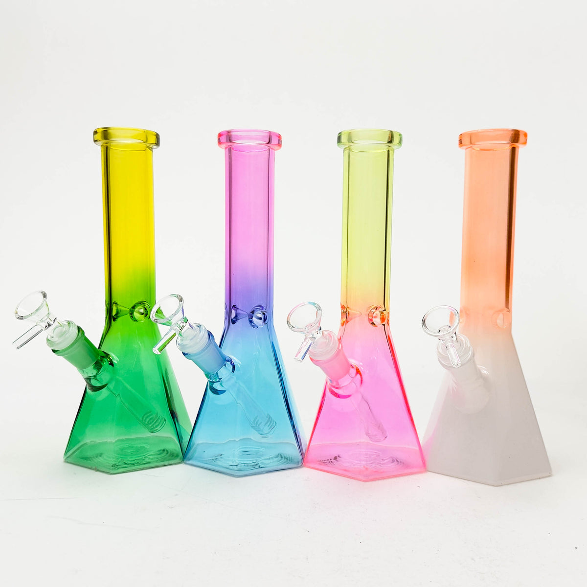 10" Two-Tone Color Glass Beaker Bong with Octagon Base — One Wholesale