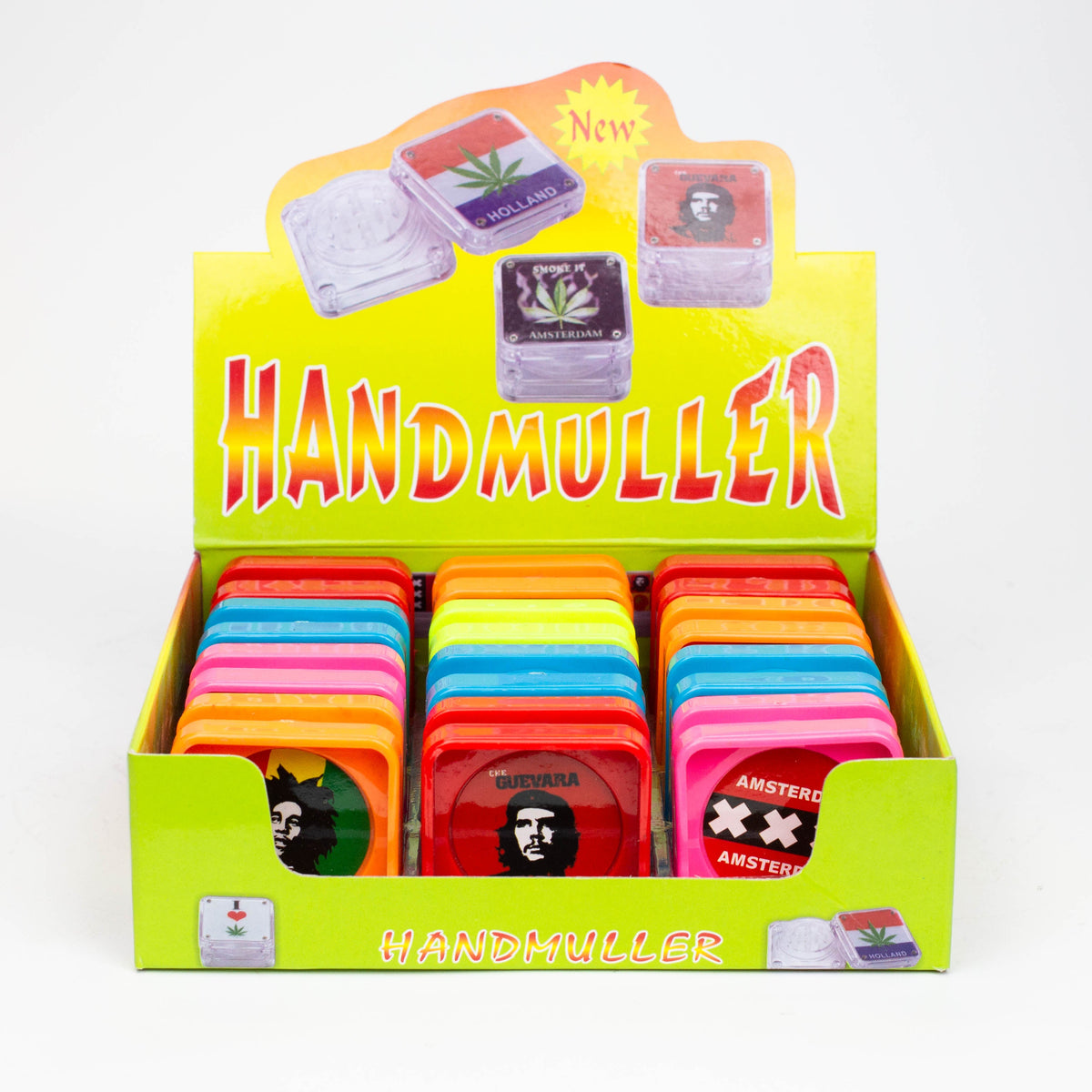 Square 2 Part plastic Grinders Box of 12 | One Wholesale Canada