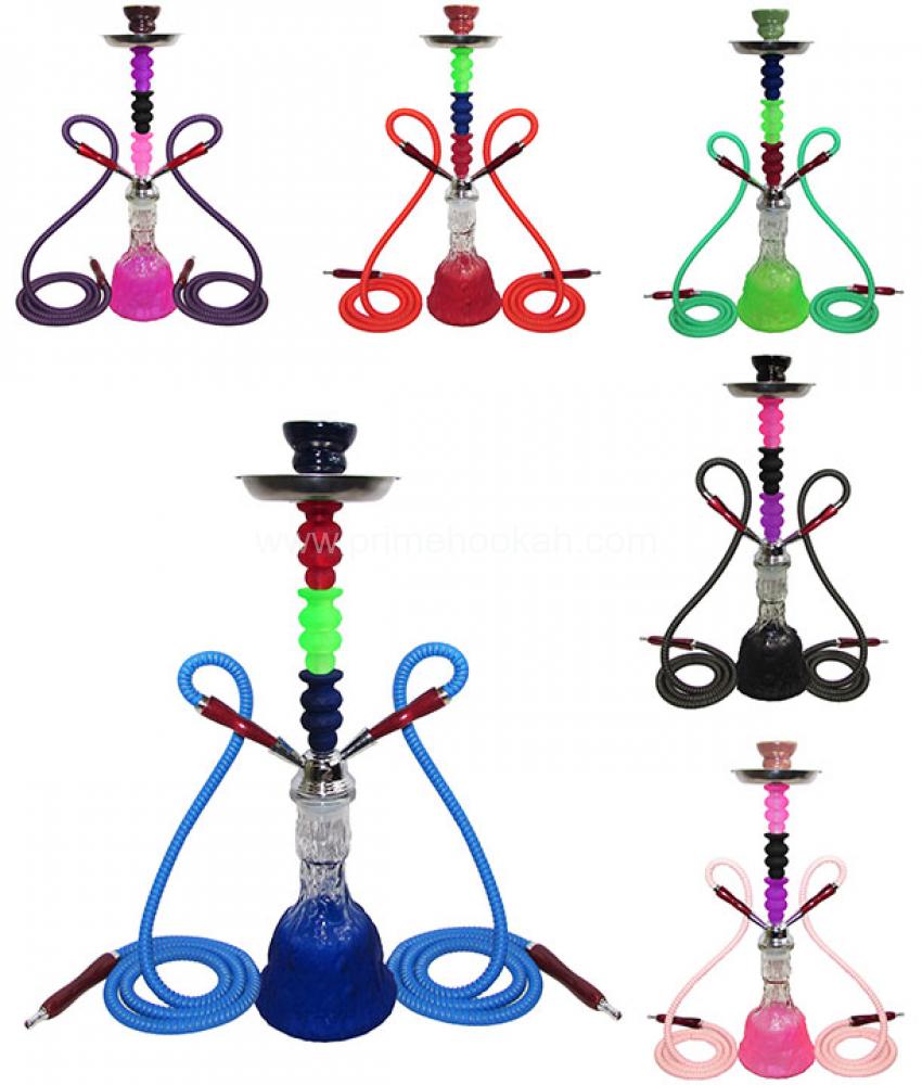 Zebra Smoke | Rainbow Hookah Two Hose 19" tall — One Wholesale