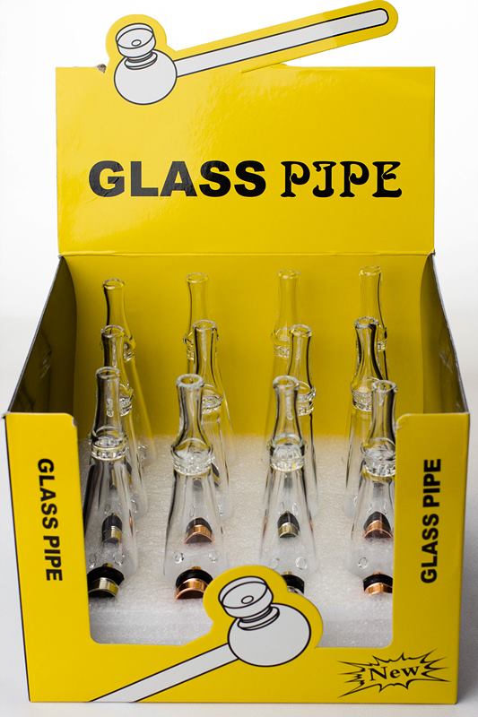 5" Glass tube pipe with metal screen | One Wholesale Canada