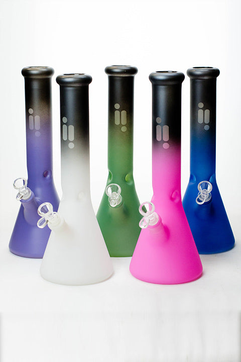 14" Infyniti 9mm Two tone frosted glass bong | One Wholesale Canada