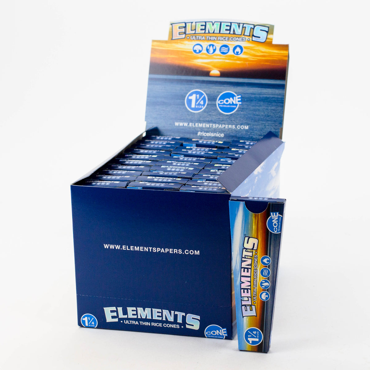 Elements Ultra Thin Rice Rolling Papers 1 1/4 cones — One Wholesale