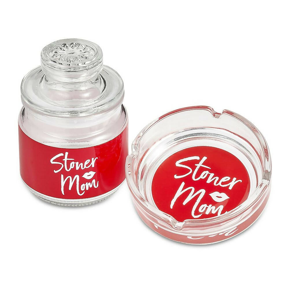 ASHTRAY AND STASH JAR SET - RED STONER MOM DESIGN — One Wholesale